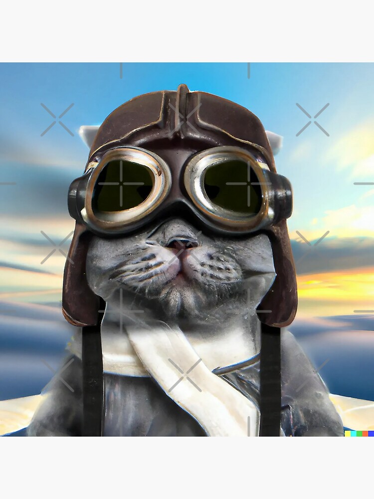 "Pilot Kitty: The Furry Aviator" Sticker for Sale by FrizzieShop ...