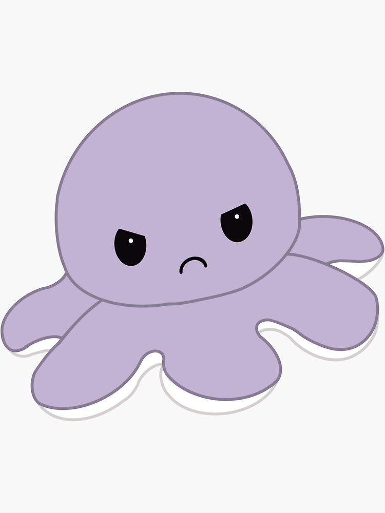 "Angry Purple Moody Reversible Octopus" Sticker for Sale by ...