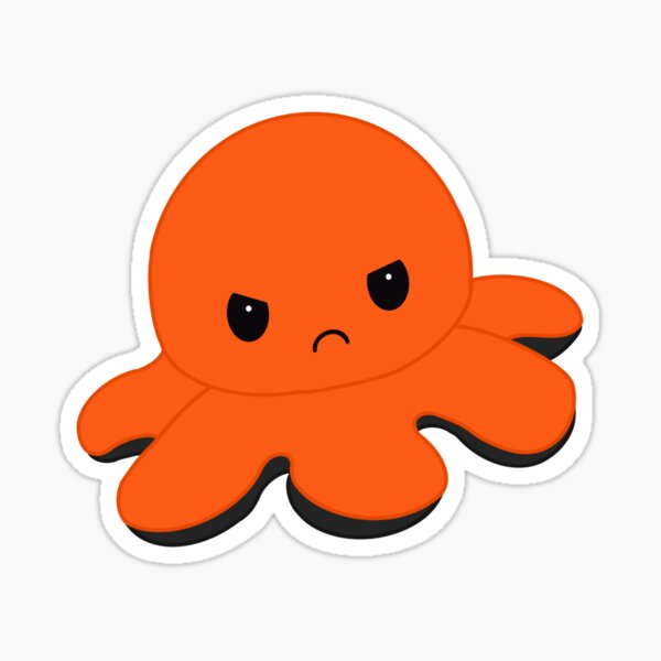 "Angry Orange Moody Reversible Octopus" Sticker for Sale by ...
