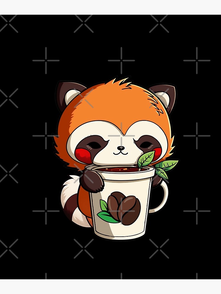 "Cutest Redpanda drinking coffee" Poster for Sale by OtillieArt | Redbubble