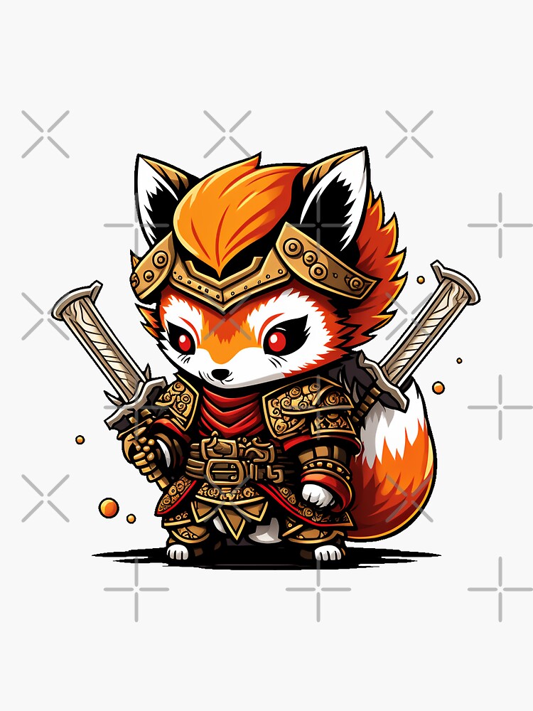 "Chibi Furry Samurai Fox" Sticker by Stickapom | Redbubble