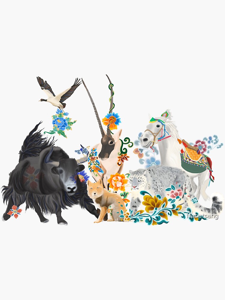 "Tibetan Native Animals Collection" Sticker for Sale by Nebatsang ...
