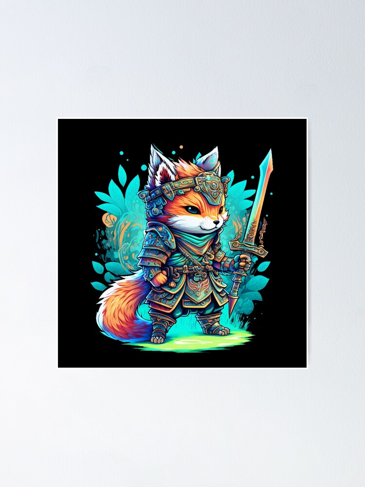 "Chibi Furry Samurai Fox" Poster for Sale by Stickapom | Redbubble