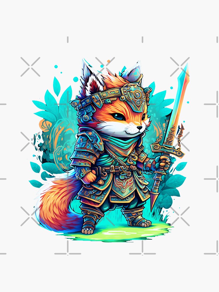 "Chibi Furry Samurai Fox" Sticker by Stickapom | Redbubble