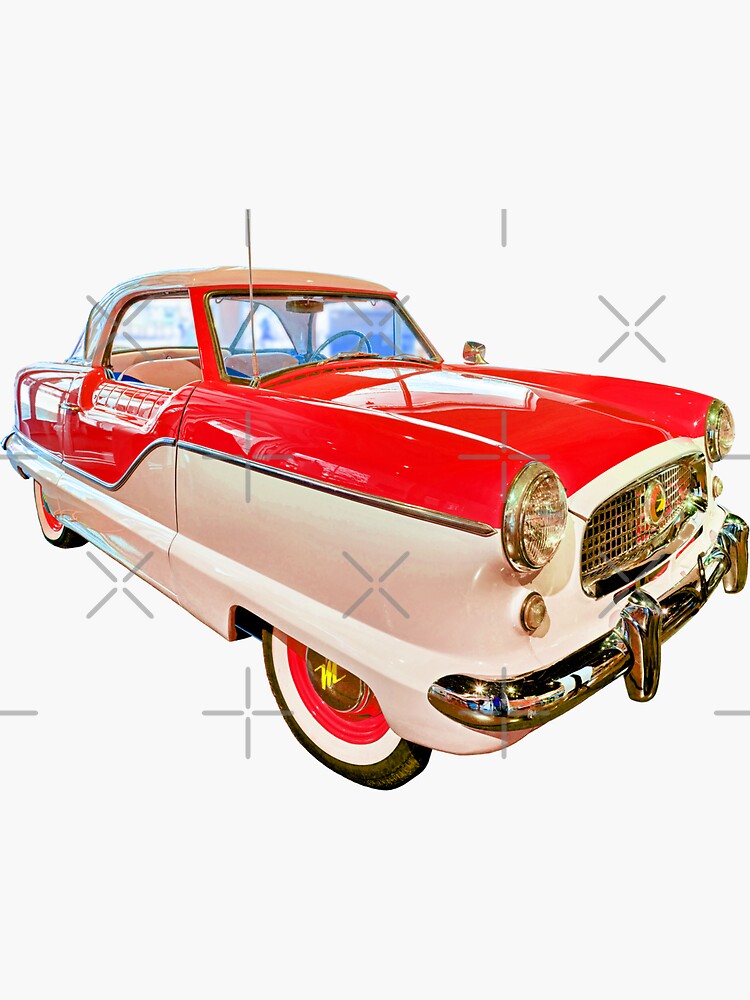 "Nash Metropolitan in shiny red - classic vintage car photo" Sticker ...