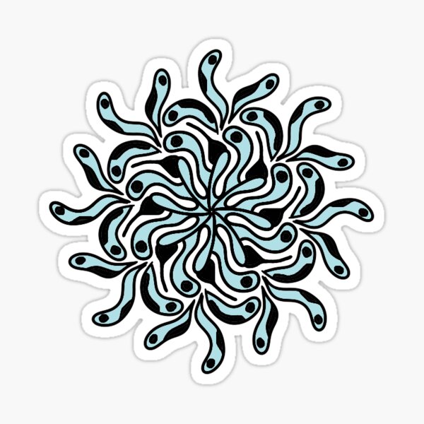 "symmetric ribbon eel design, icy blue and black" Sticker for Sale by ...
