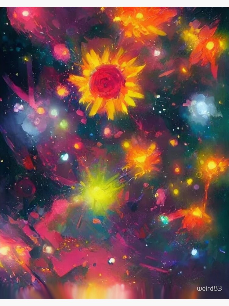 "Beautiful wild flower vibrant outer space sunflower oil painting ...