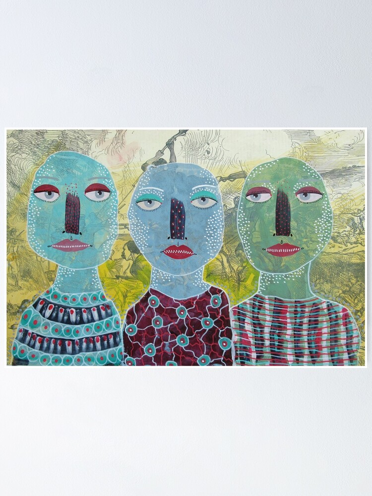 "Green Blue People" Poster for Sale by BeaOutsiderArt | Redbubble