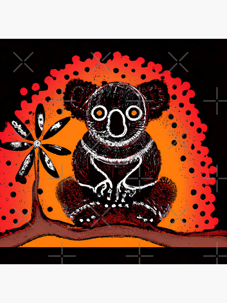"Unique Australian Aboriginal Style modern art, Koala on Eucalyptus ...