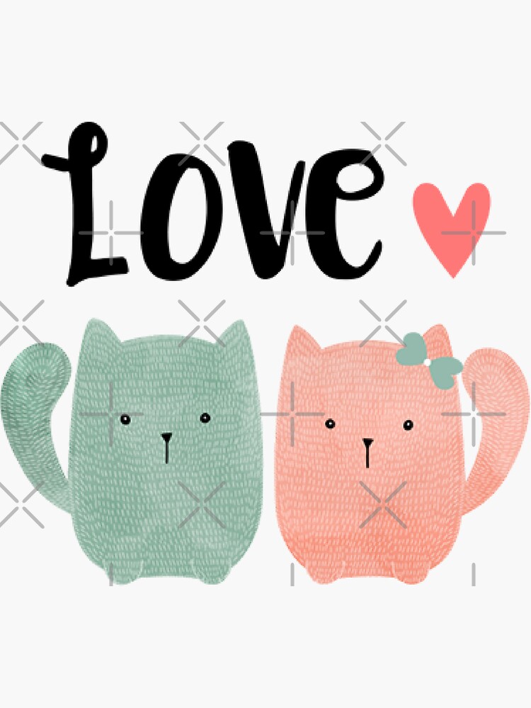 "cat love couple" Sticker for Sale by RIAD16 | Redbubble