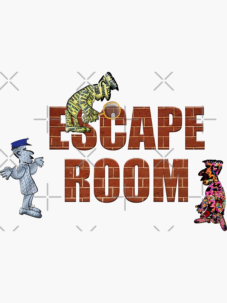 "Illustration - Escape room with a brick wall overlay with various ...