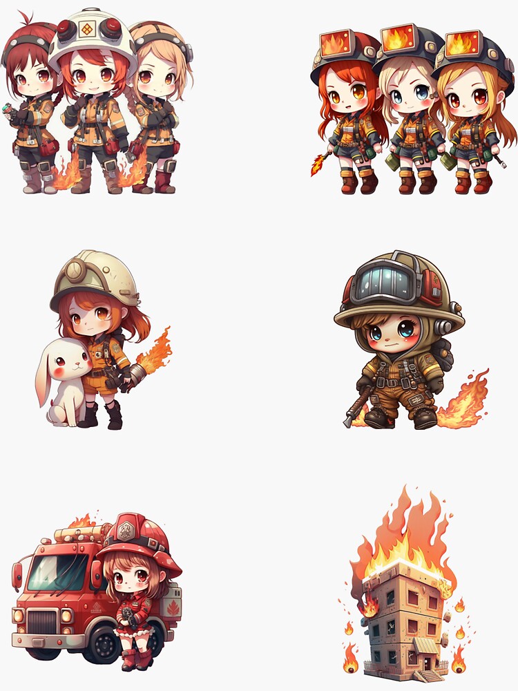"Chibi Fire Fighter Sticker Pack" Sticker for Sale by TheChibiStore ...