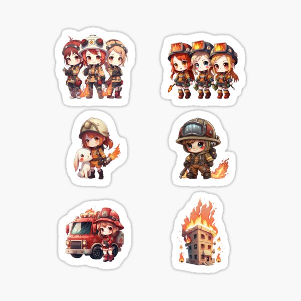"Chibi Fire Fighter Sticker Pack" Sticker for Sale by TheChibiStore ...
