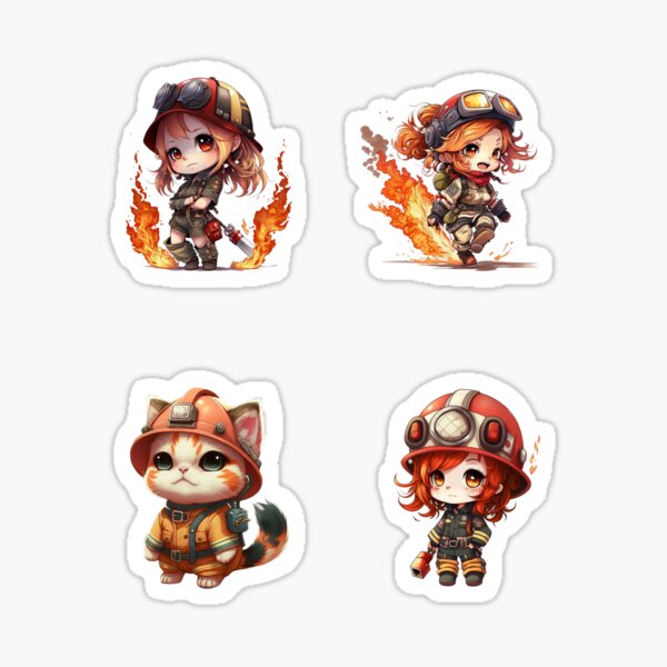 "Chibi Fire Fighter Sticker Pack" Sticker for Sale by TheChibiStore ...