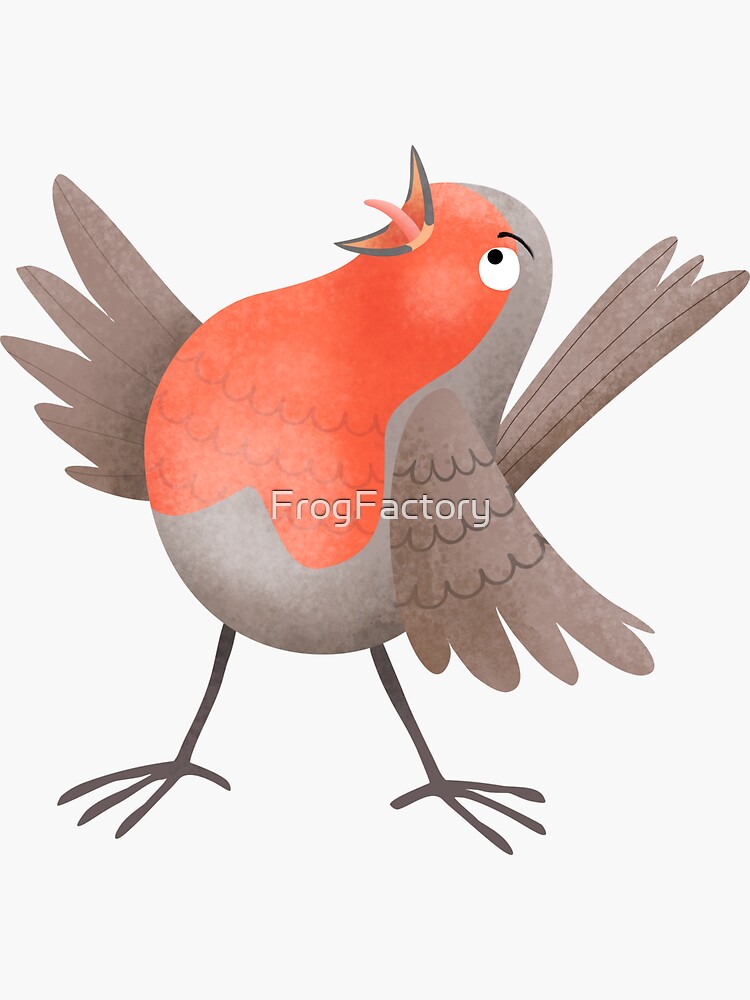 "Cute singing robin bird cartoon illustration" Sticker for Sale by ...