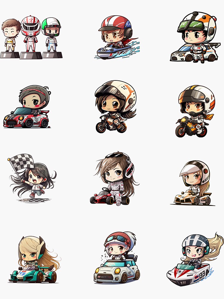 "Chibi Motorsports Sticker Pack" Sticker for Sale by TheChibiStore ...