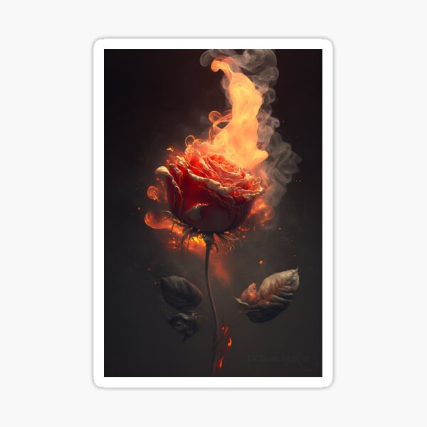 "Burning red rose, rose in flames" Sticker for Sale by ladarkepoque ...