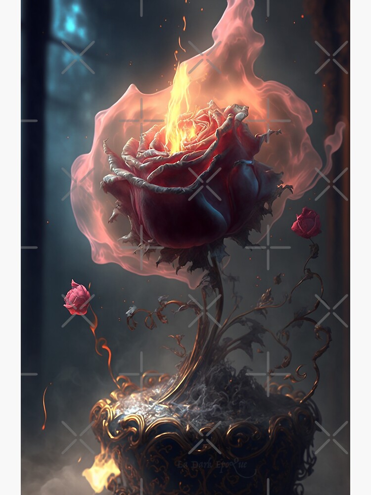 "Burning red rose, rose in flames" Sticker for Sale by ladarkepoque ...