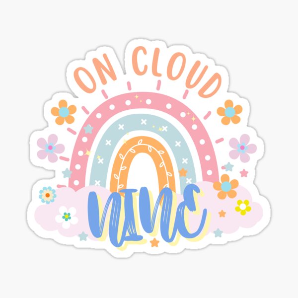 "On Cloud Nine Flower Rainbow Happy Birthday Funny Girl 9th" Sticker ...