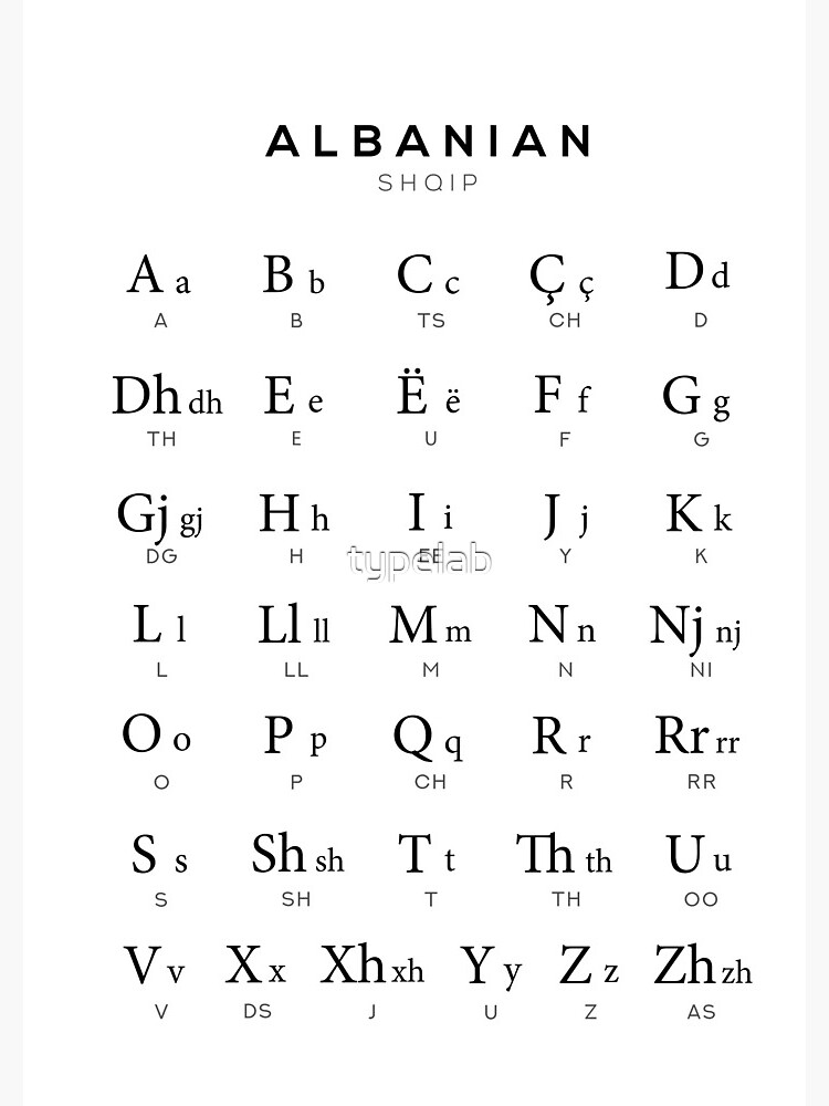 "Albanian Alphabet Chart, Albania Language Chart, White" Journal for ...