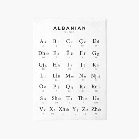 "Albanian Alphabet Chart, Albania Language Chart, White" Art Board ...