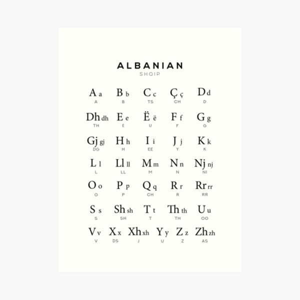 "Albanian Alphabet Chart, Albania Language Chart, White" Art Print for ...