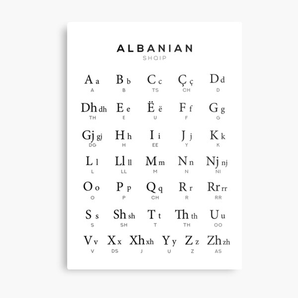 "Albanian Alphabet Chart, Albania Language Chart, White" Metal Print ...