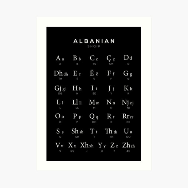 "Albanian Alphabet Chart, Albania Language Chart, Black" Art Print for ...