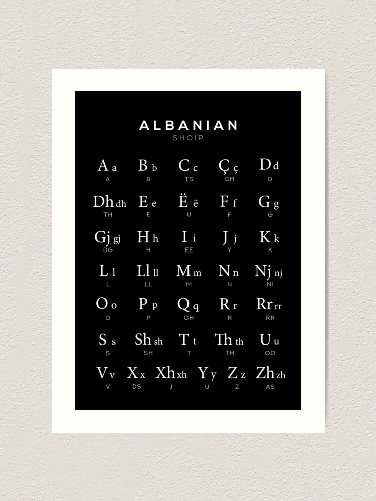 "Albanian Alphabet Chart, Albania Language Chart, Black" Art Print for ...