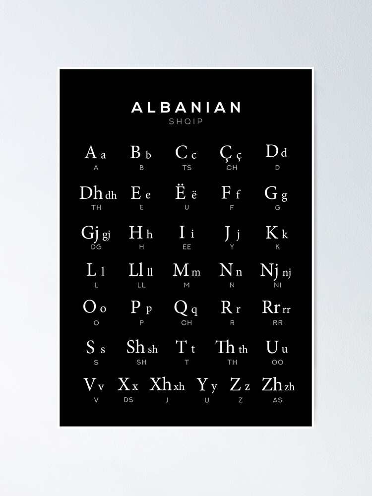 "Albanian Alphabet Chart, Albania Language Chart, Black" Poster for ...