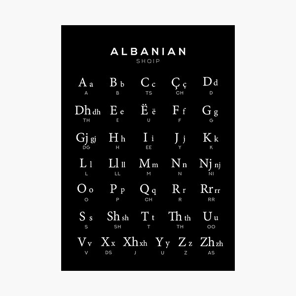 "Albanian Alphabet Chart, Albania Language Chart, Black" Photographic ...