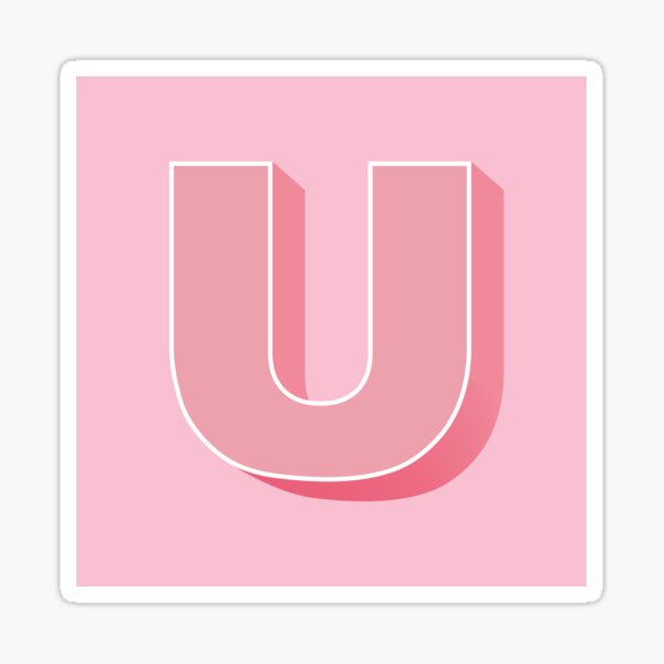 "Pink 3D Letter U" Sticker for Sale by TheMonogramShop | Redbubble