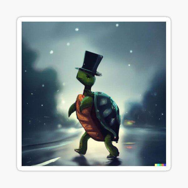 "Tortoise wearing cap walking on road " Sticker for Sale by MrShy ...