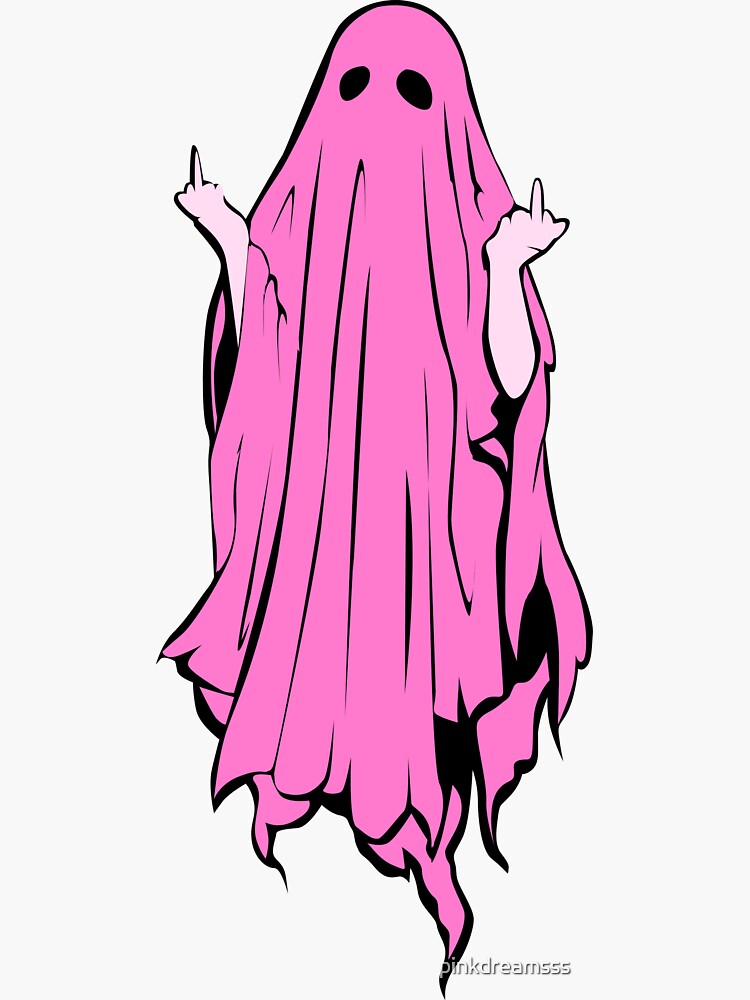 "Pink spooky ghost middle finger sticker" Sticker for Sale by ...