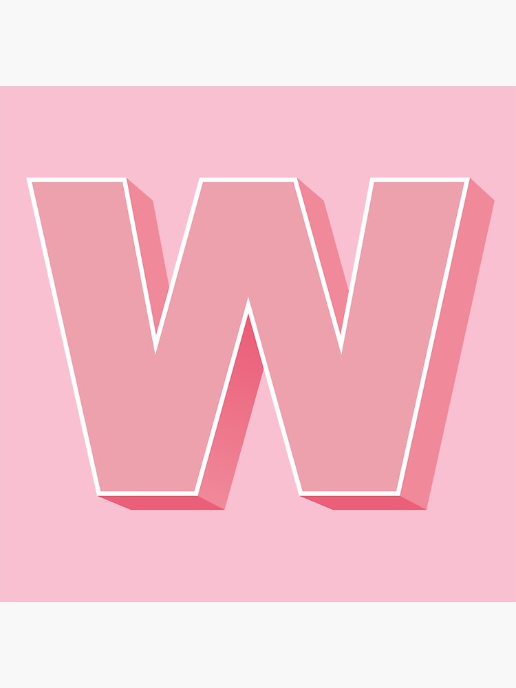 "Pink 3D Letter W" Sticker for Sale by TheMonogramShop | Redbubble