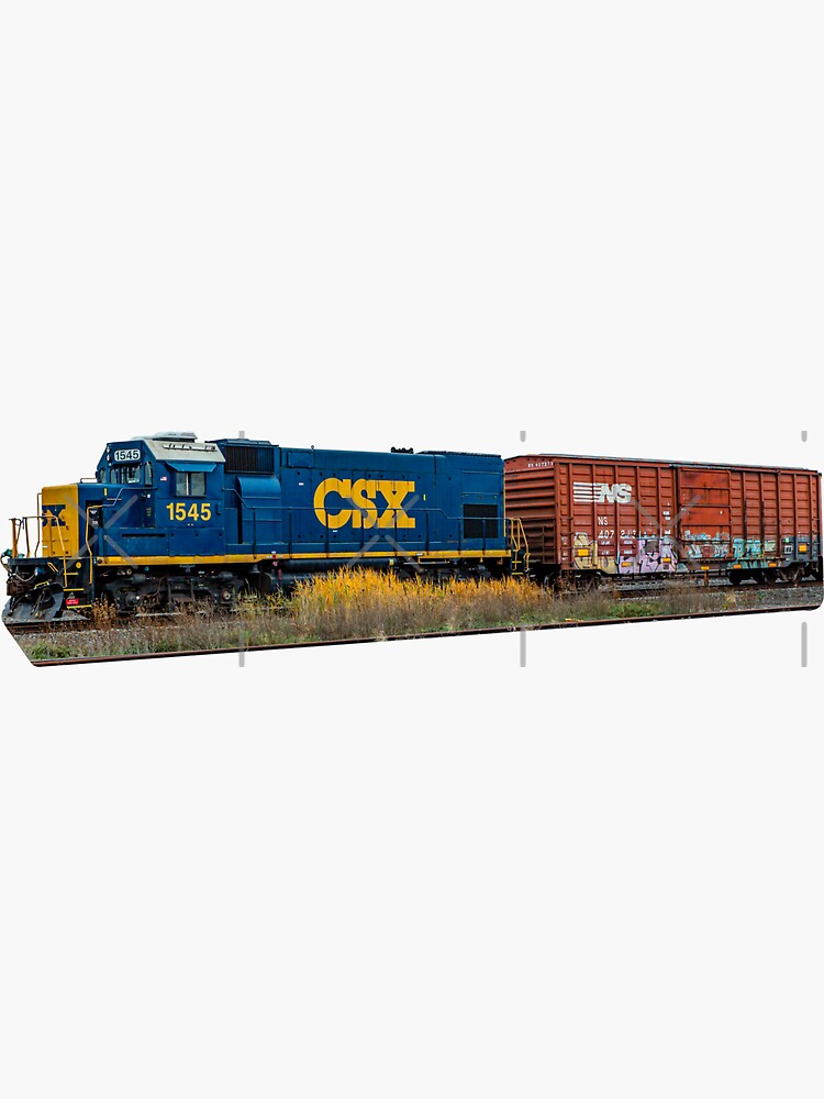 "CSX 1545 Diesel Locomotive and a freight car" Sticker for Sale by Dalyn | Redbubble