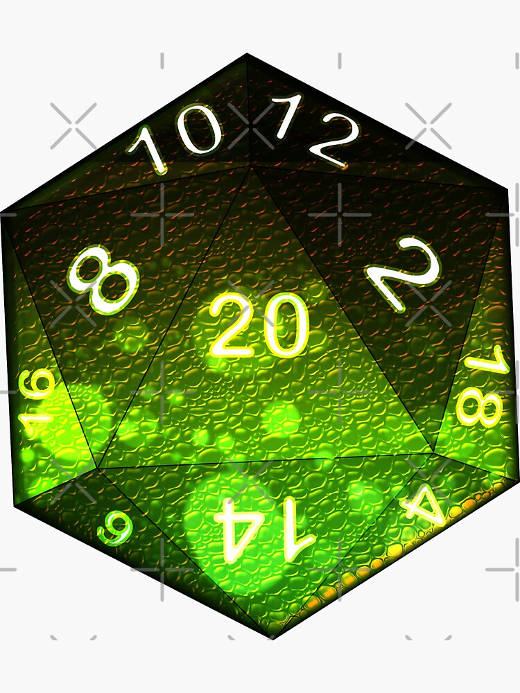 "Toxic Green D20 Dice" Sticker for Sale by NicholiCosplay | Redbubble