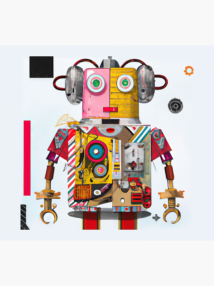 "AI-generated collage robot of different textures, with claw hands and ...