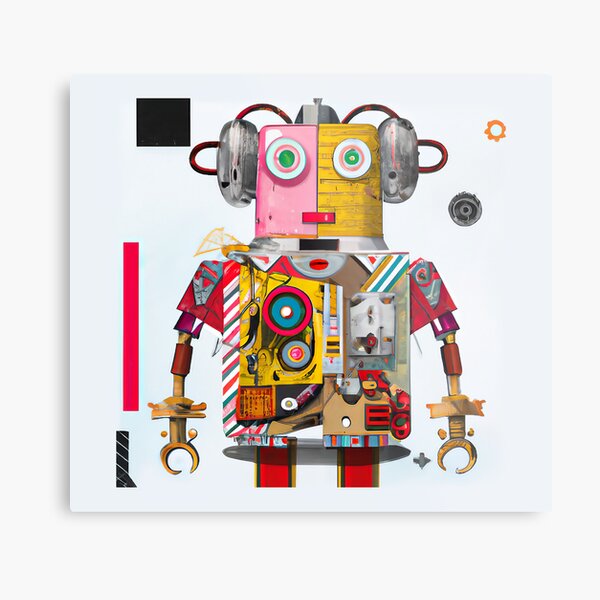 "AI-generated collage robot of different textures, with claw hands and ...