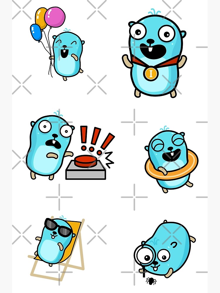 "golang gopher sticker pack" Poster for Sale by leesander | Redbubble