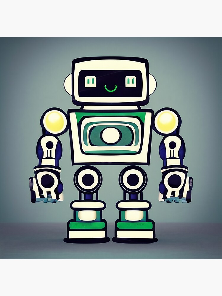 "AI-generated green and yellow happy smiling robot" Sticker for Sale by ...
