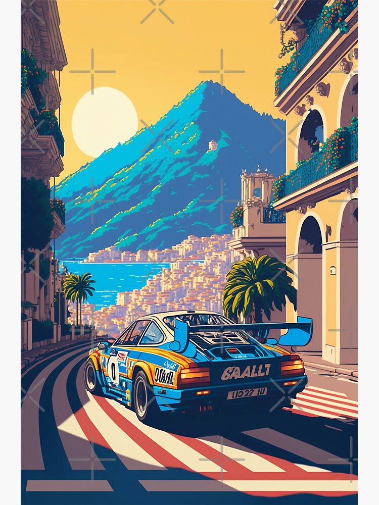 Pegatina «Carreras hacia el atardecer: ilustraciones digitales de un ...