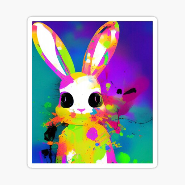 "Psychedelic bunny" Sticker for Sale by DrawWithCarrots | Redbubble