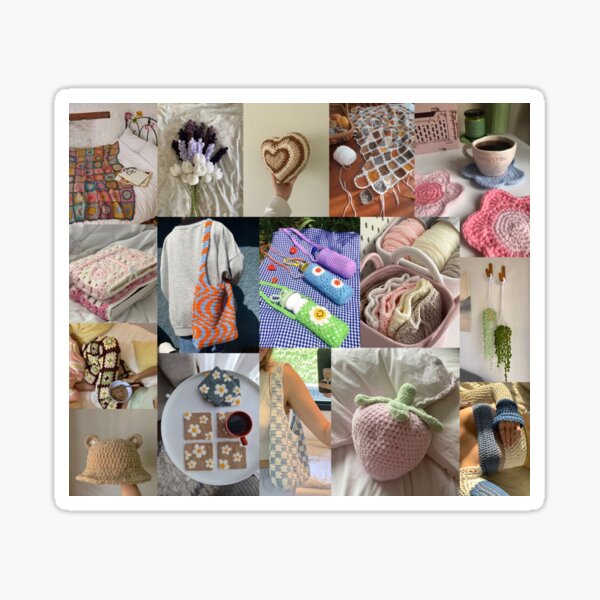 "crochet aesthetic collage" Sticker for Sale by morgananjos | Redbubble