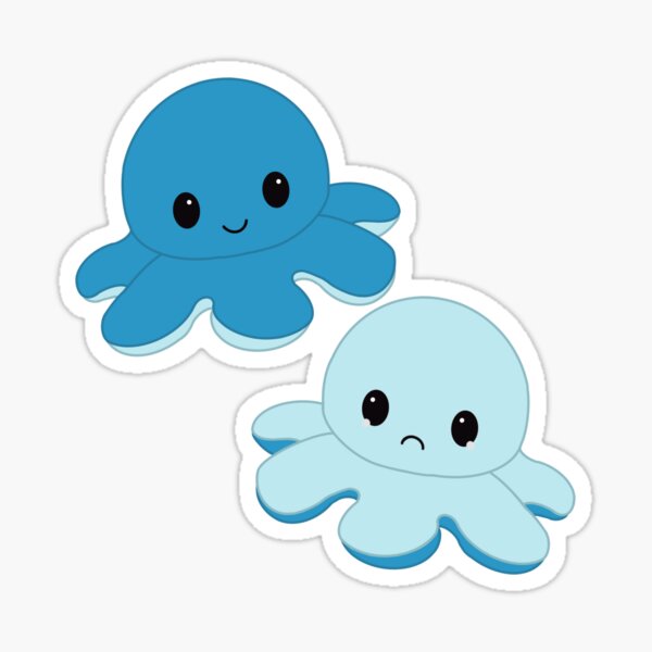 "Moody Reversible Octopus Duo in Blue and Light Blue" Sticker for Sale ...