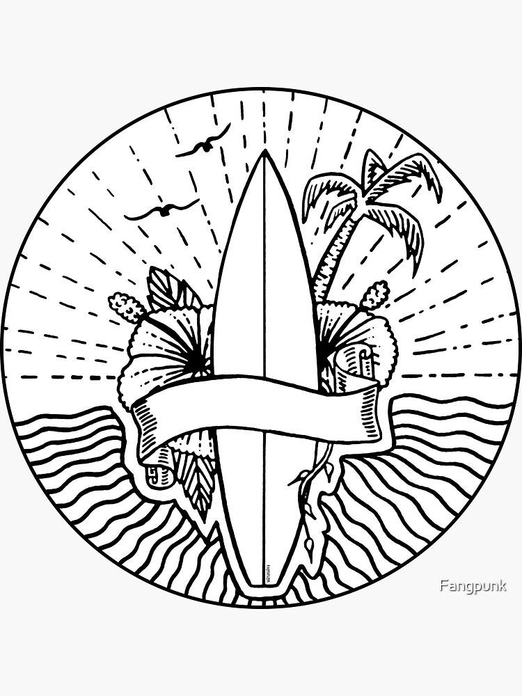 "Surfing Tattoo Shaka" Sticker for Sale by Fangpunk | Redbubble