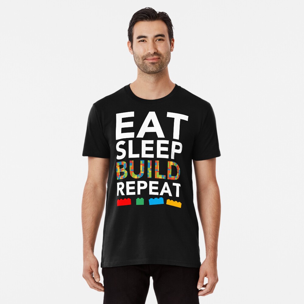 " Eat Sleep Build Repeat Building Blocks Bricks Master Builder" Poster ...