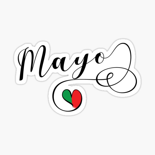 "Mayo County Colours Flag Heart, Maigh Eo, Ireland, Irish" Sticker for ...