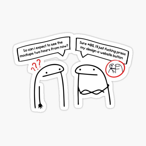 Client Vs Designer Thinking Sticker For Sale By Cprintelements Redbubble