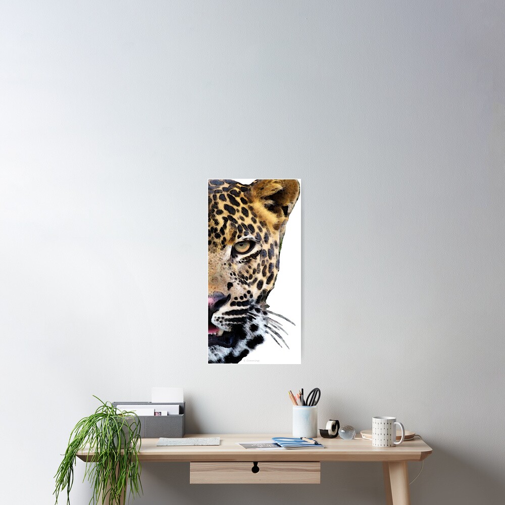 "Leopard Half Face Big Cat Art" Poster for Sale by SharonCummings ...